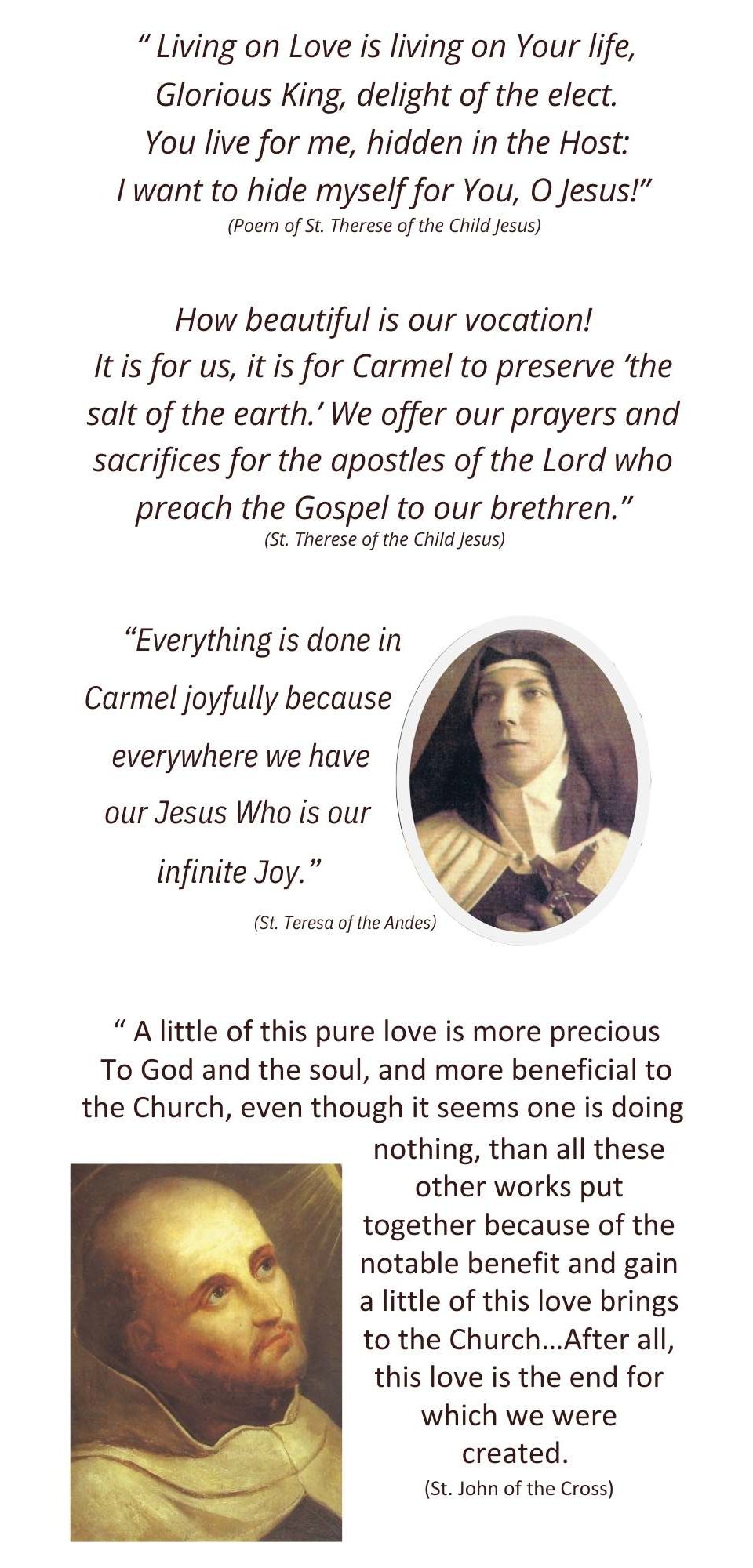 Vocations - CARMEL OF THE HOLY TRINITY